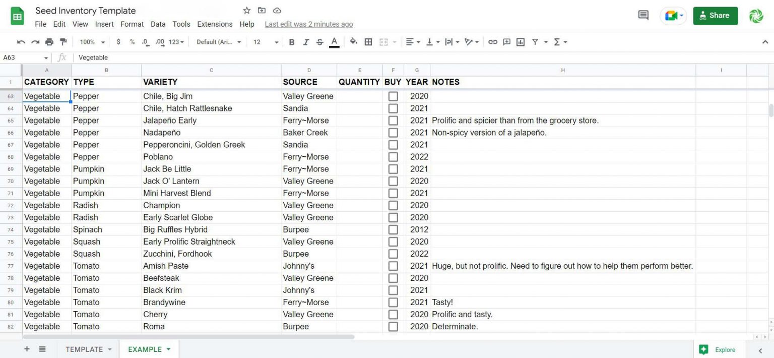Seed Inventory Spreadsheet + Free Template | Mitten Gardening